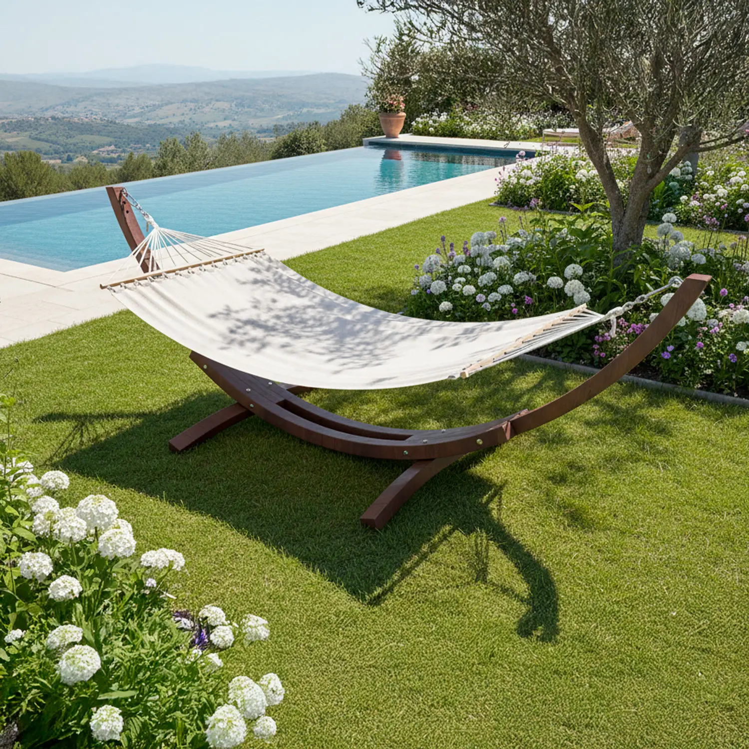 Amaca Da Giardino Con Supporto In Legno Robusto E Telo In Cotone ...