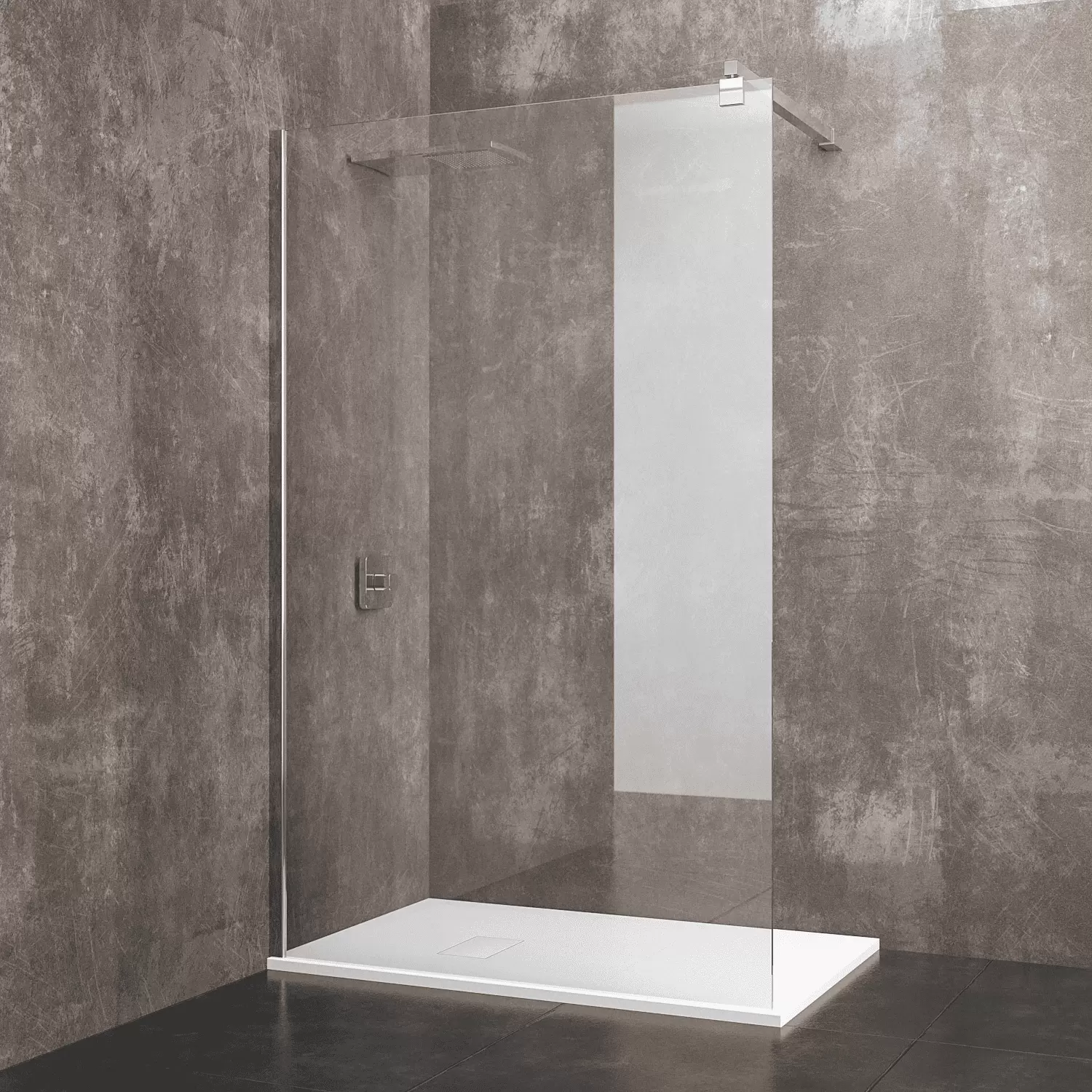 Parete Doccia Fissa Walk In Cabina Box Bagno Con Con Barra ...