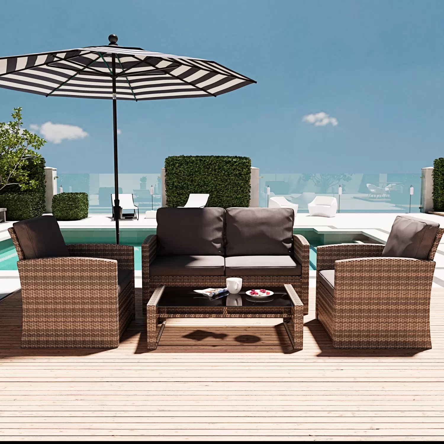 Salottino Da Giardino Salotto in Rattan Set Di Mobili 4 Posti con ...